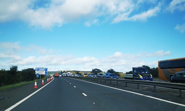 Queues on M90 after car fire near Dunfermline
