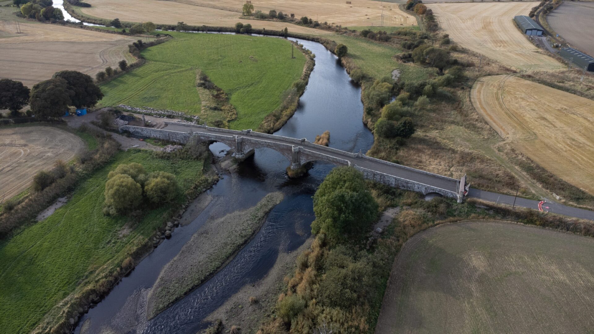 VIDEO: Bridge of Dun repair from above a year after Storm Babet