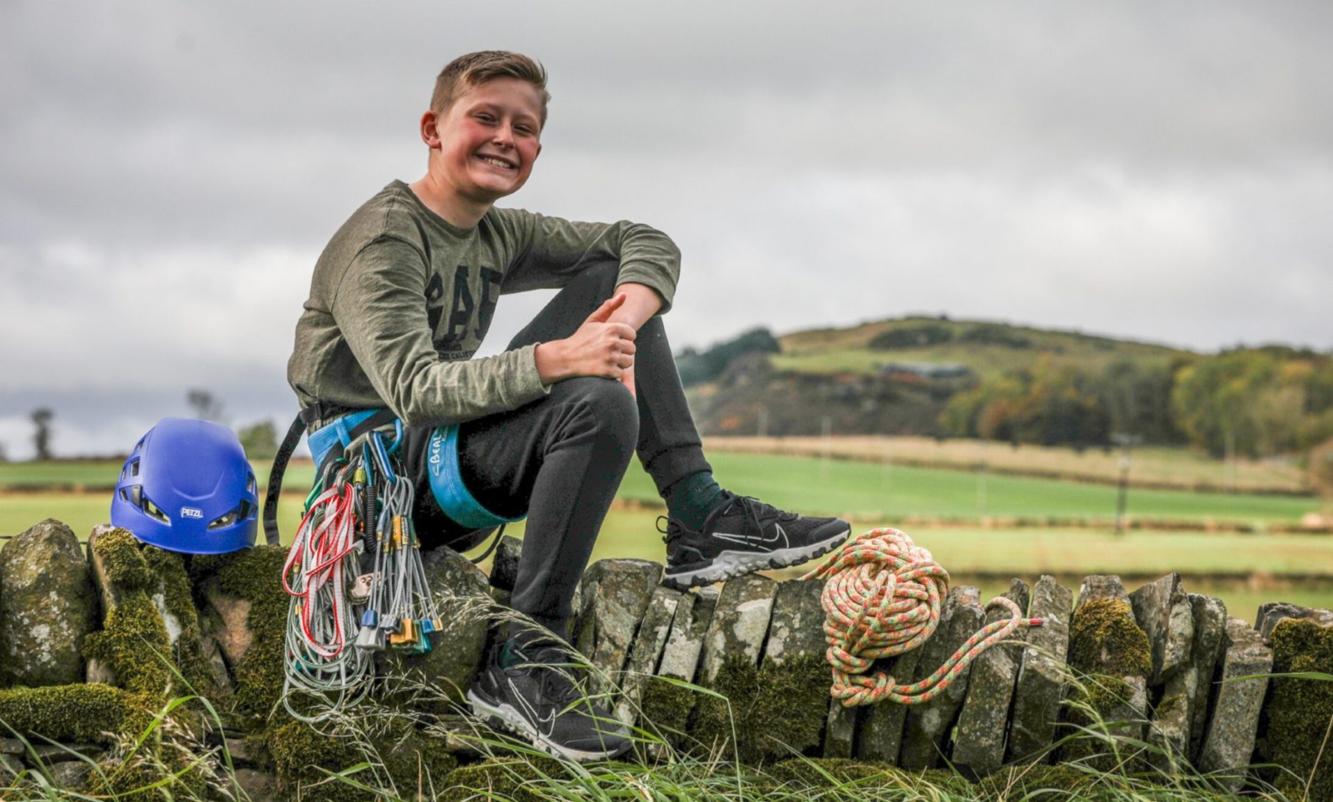 Angus rock climber Aden Thurlow, 11, led dad on sea stack ascent