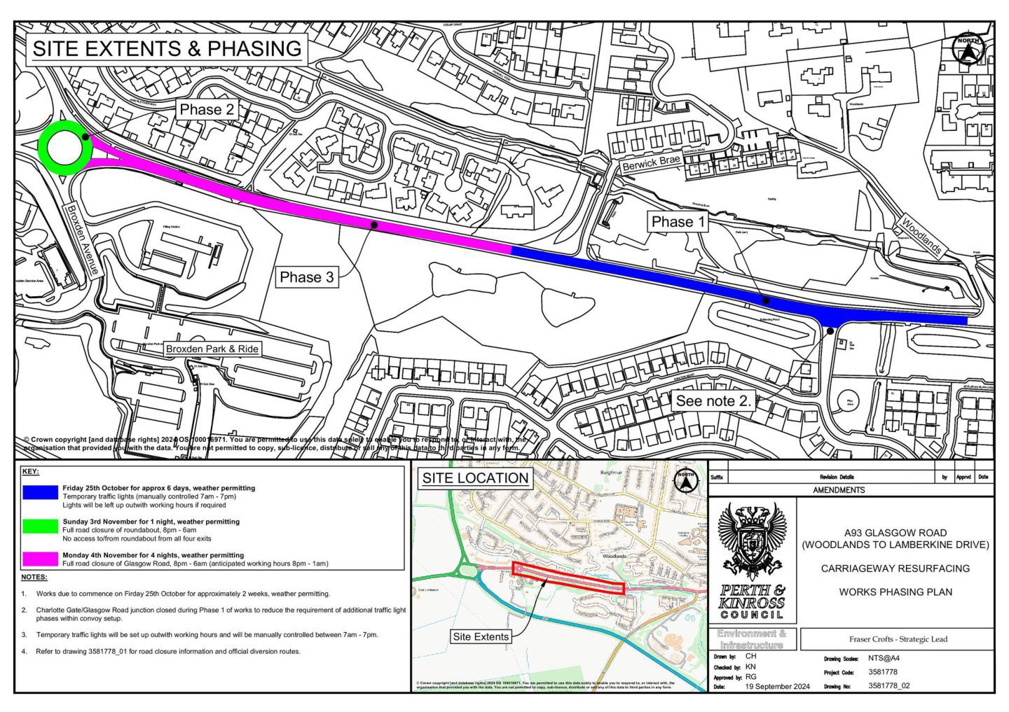 Glasgow Road: Diversions and closures for Perth A93 roadworks