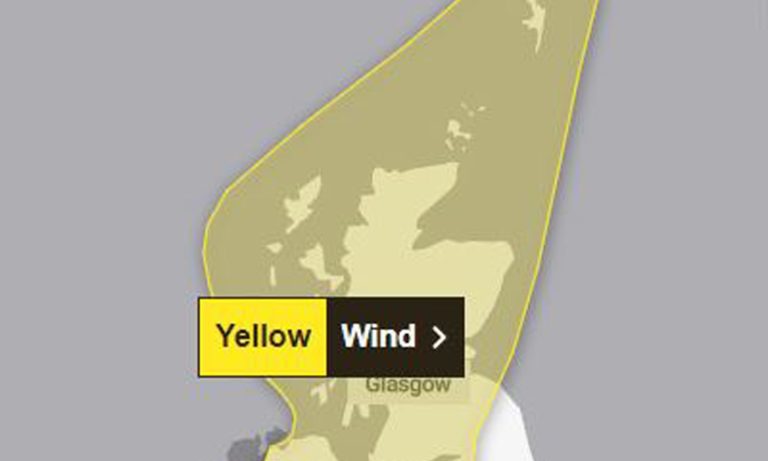 Yellow wind warning for Tayside, Fife and Stirling