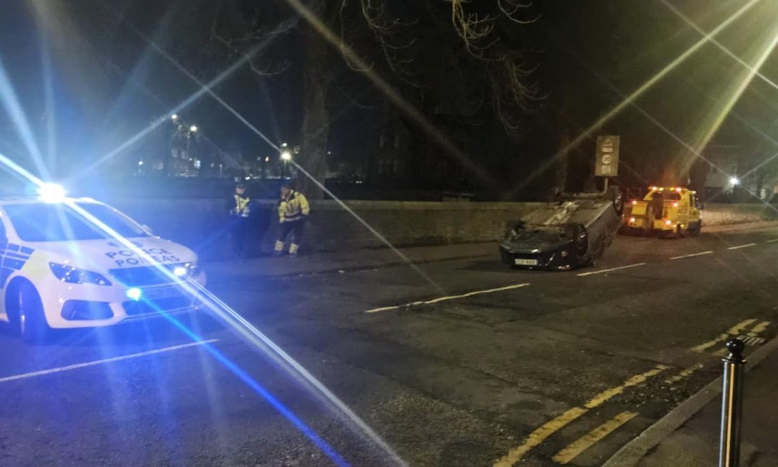 Pensioner charged after car flips in Dundee crash