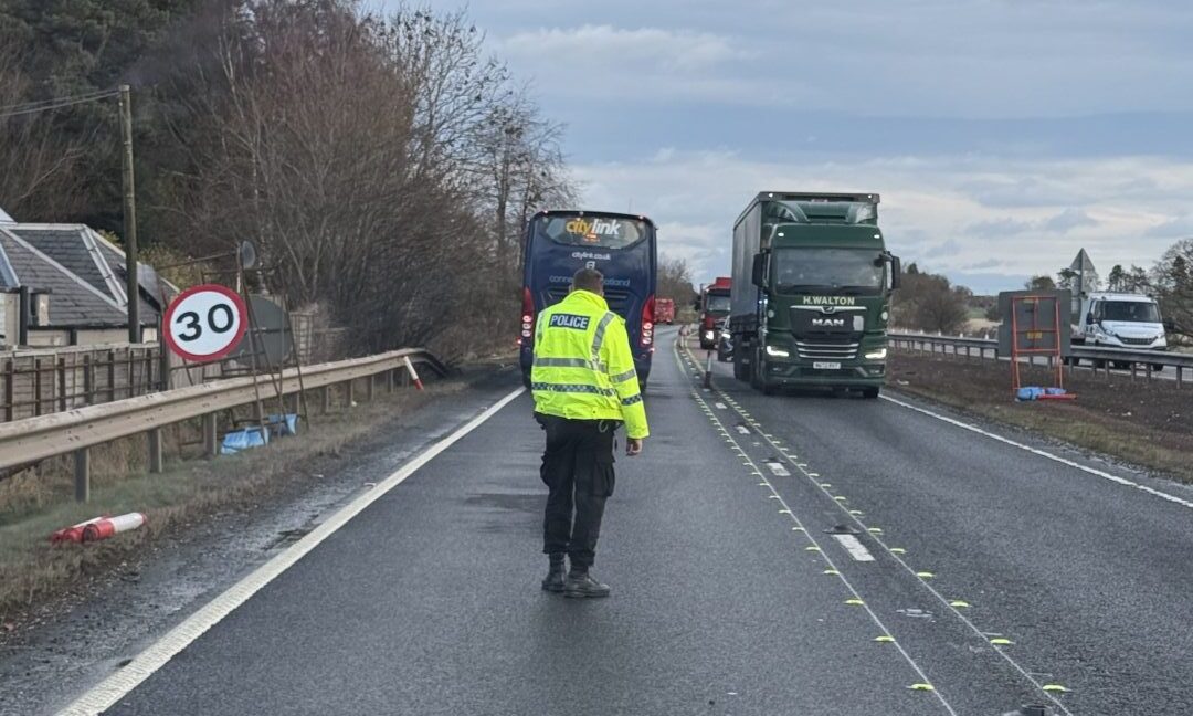 Delays due to broken down bus in A90 roadworks at Glencarse