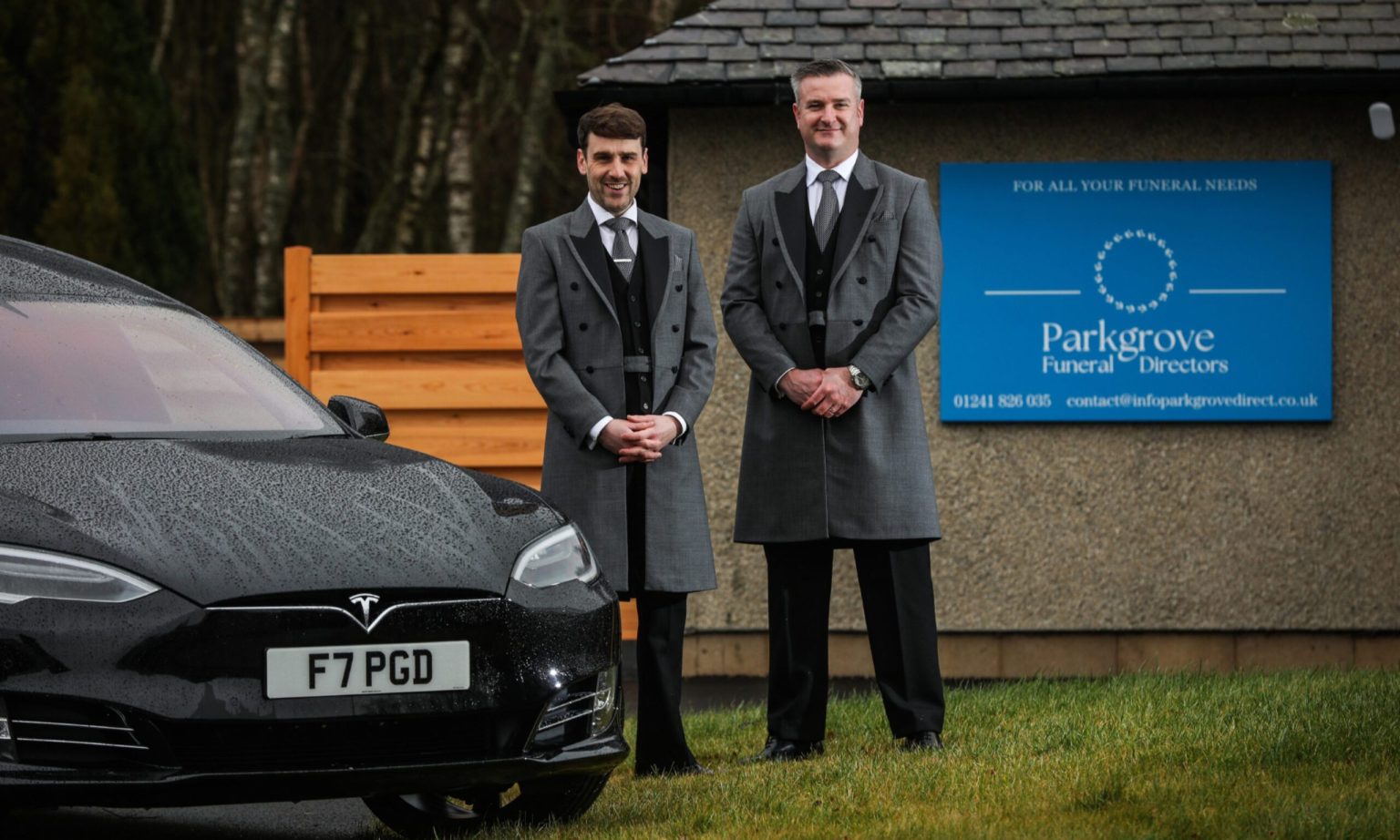 Angus' newest funeral directors drive a Tesla hearse