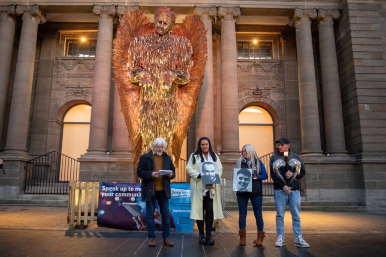 Victims' families join Knife Angel procession through Perth