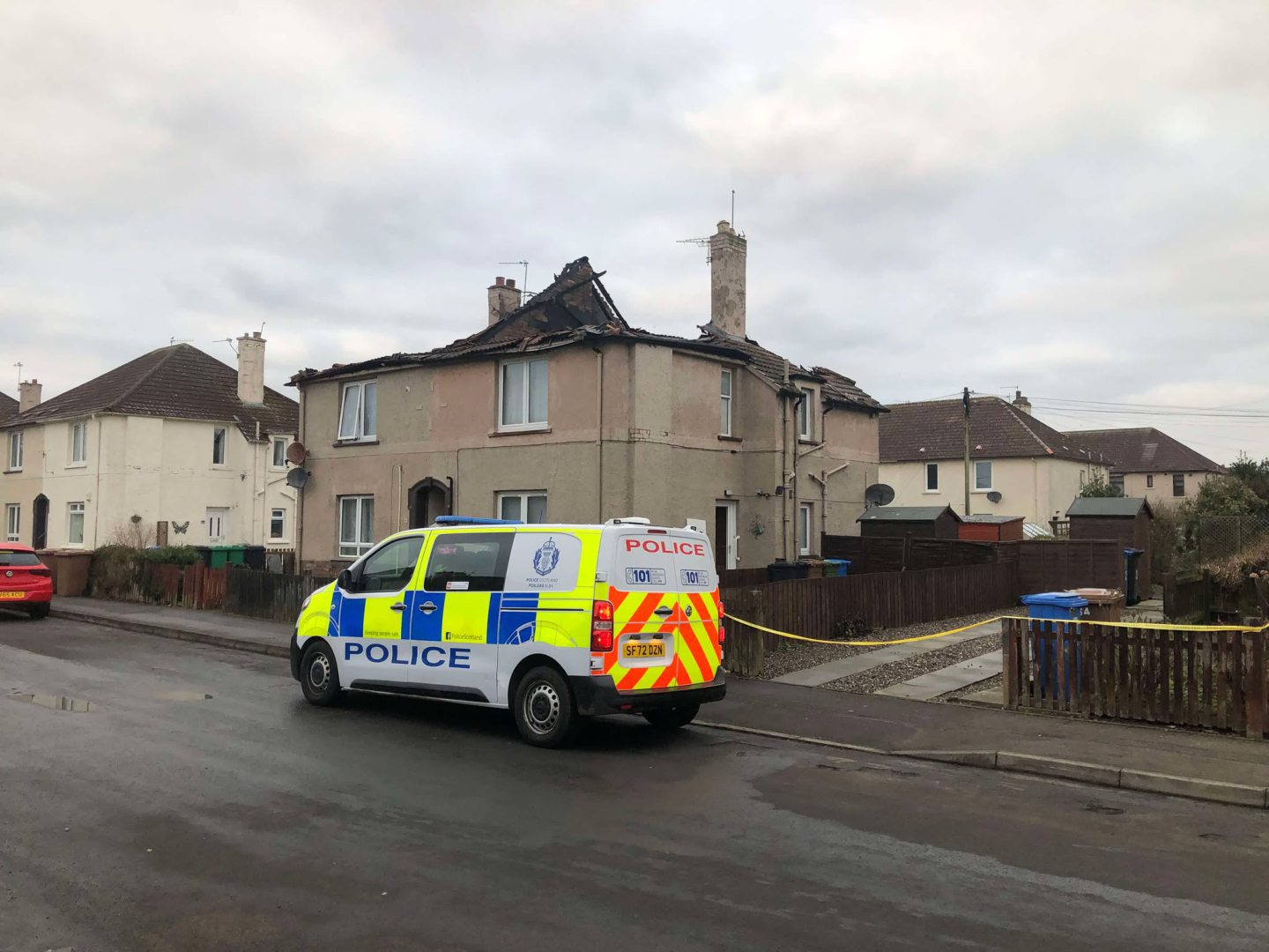 Roof of homes destroyed in Leven fire