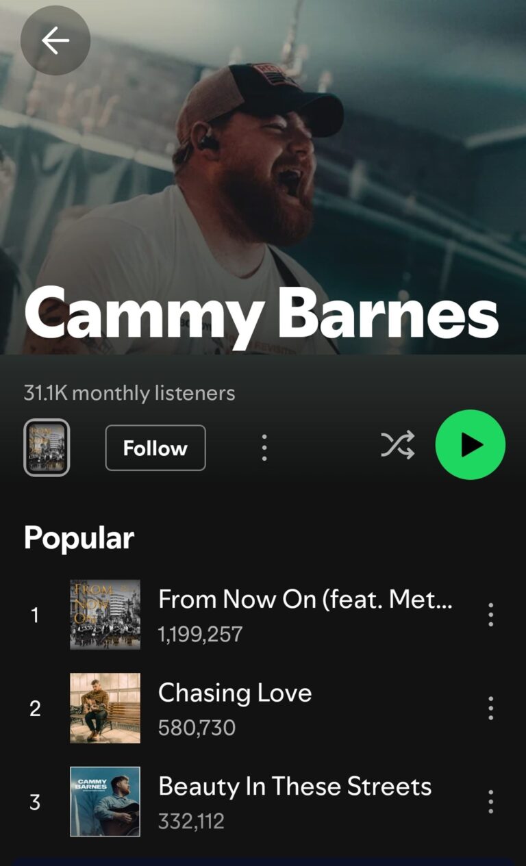 Singer Cammy Barnes 'can't afford to record due to Spotify income'