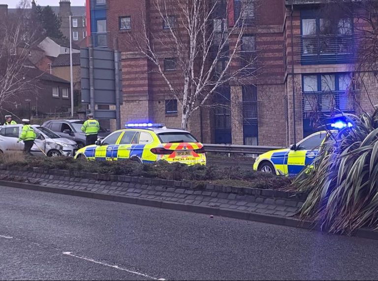 Emergency services at crash on East Marketgait in Dundee