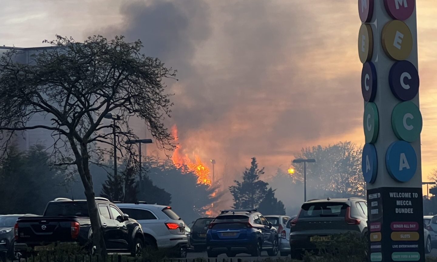 Fire near Dundee cinema sends flames shooting into air