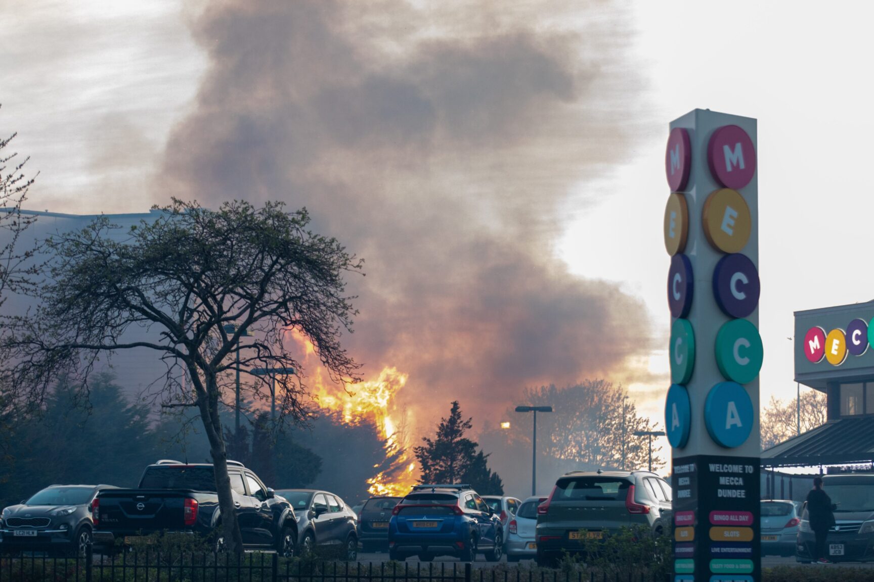 Fire near Dundee cinema sends flames shooting into air