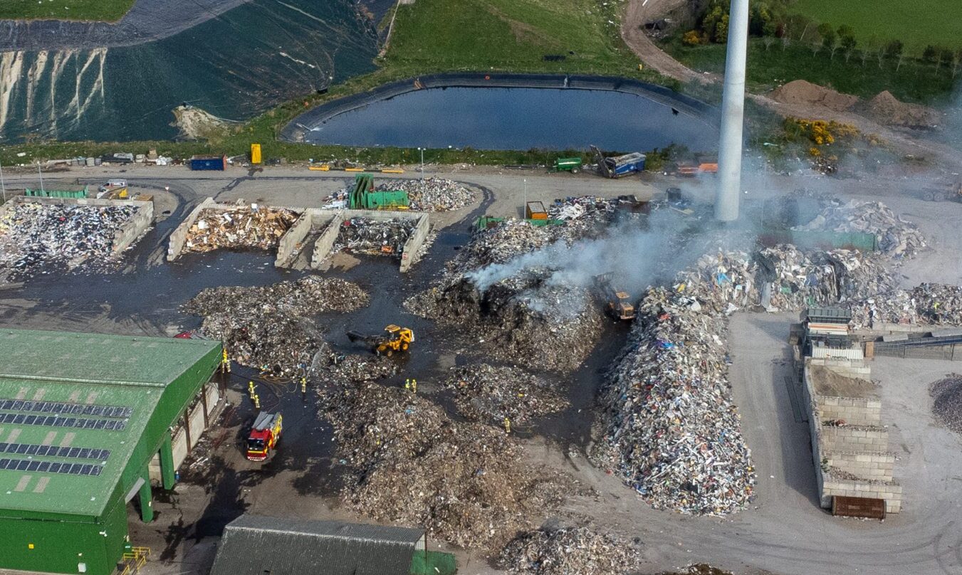 Fire crews tackle large blaze at Ladybank Recycling Centre in Fife