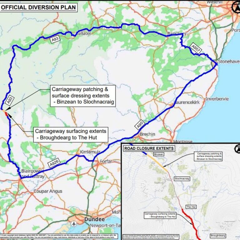 144-mile diversion for overnight road closure on A93 near Glenshee