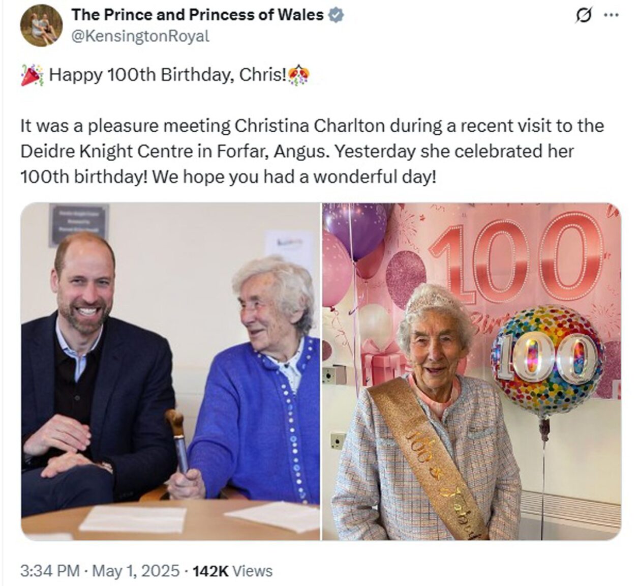 Double Royal delight for Forfar centenarian Chris