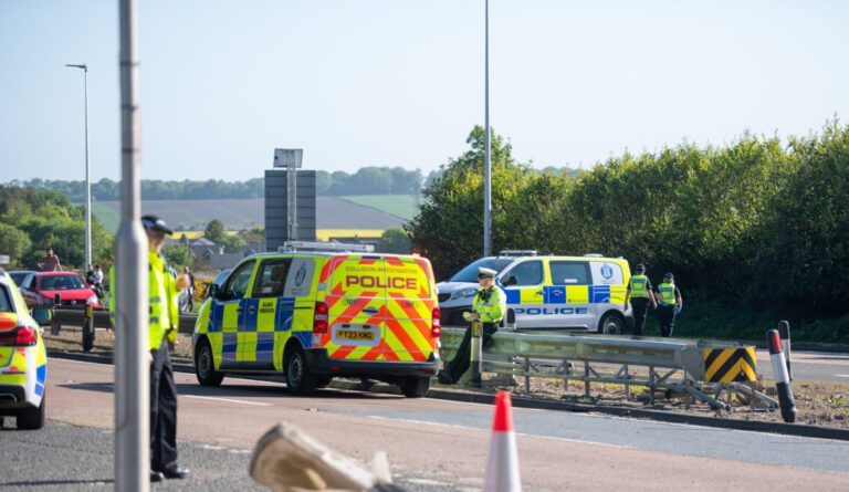 A90 closed for seven hours near Dundee after three-vehicle crash
