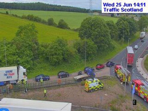 Delays at M90 Broxden Roundabout after car fire
