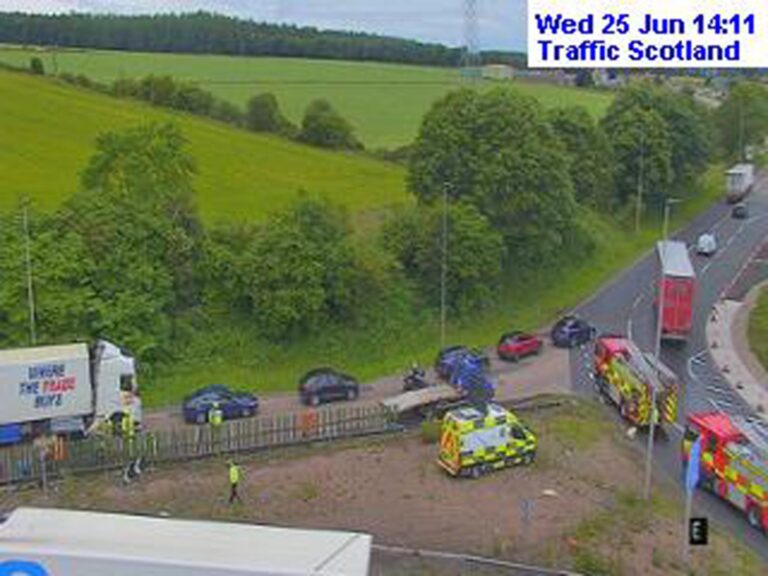Delays at M90 Broxden Roundabout after car fire