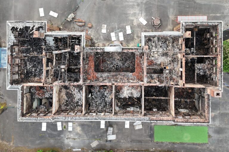 Drone photos reveal fire damage at former Perth school