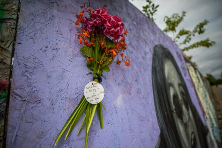 Floral tributes left at new Ozzy Osbourne mural in Dundee
