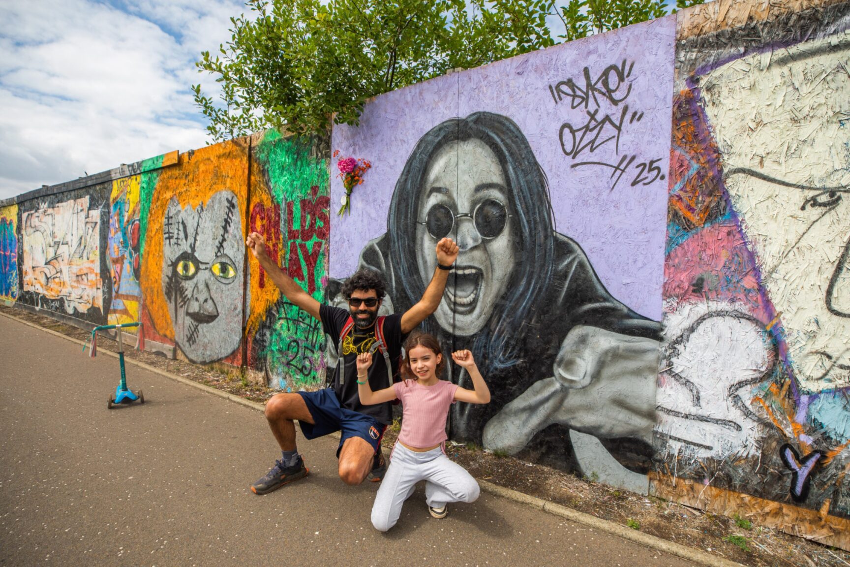 Floral tributes left at new Ozzy Osbourne mural in Dundee