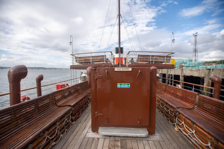 On board famous Waverley paddle steamer during visit to Dundee