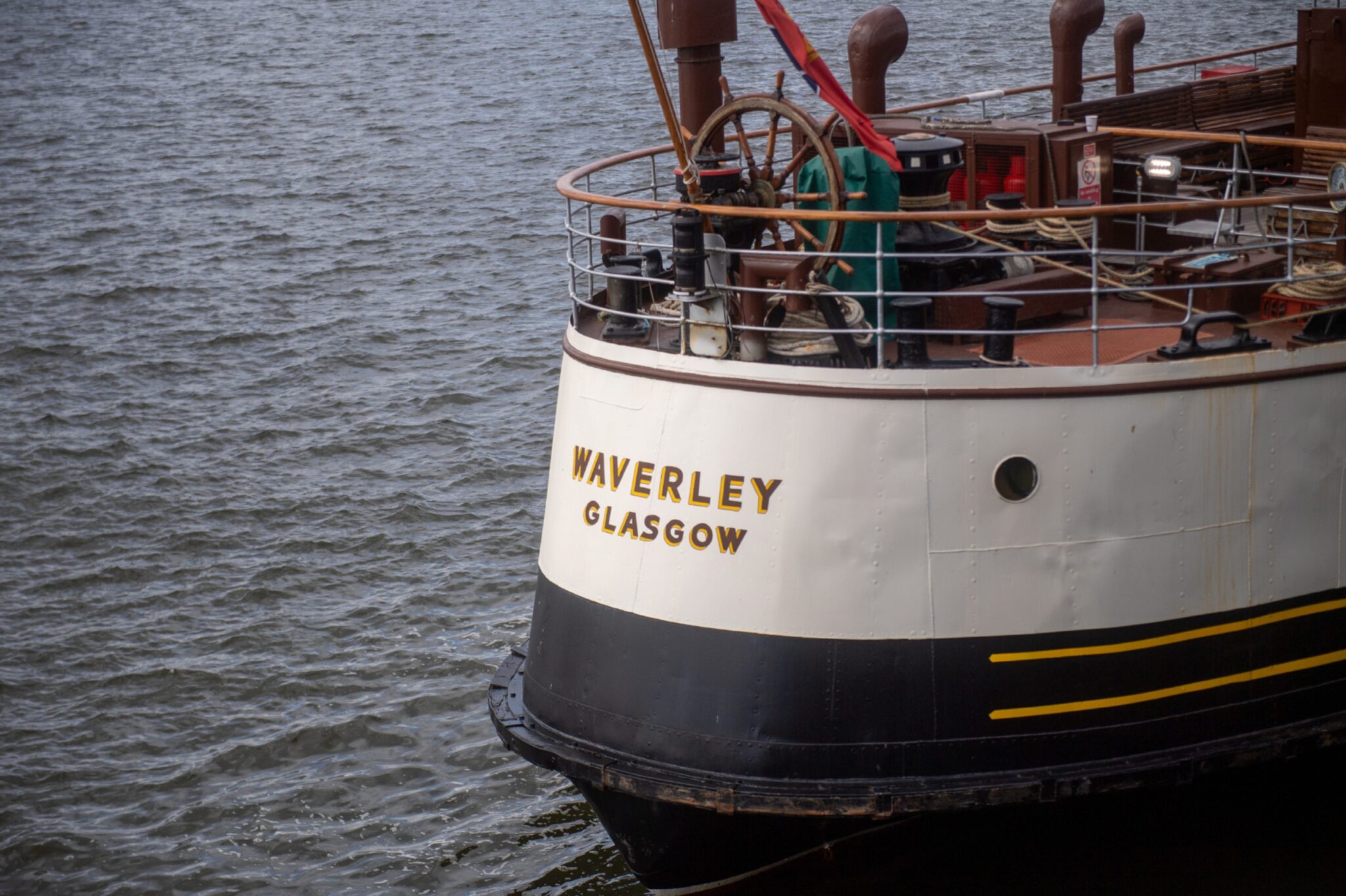 On board famous Waverley paddle steamer during visit to Dundee