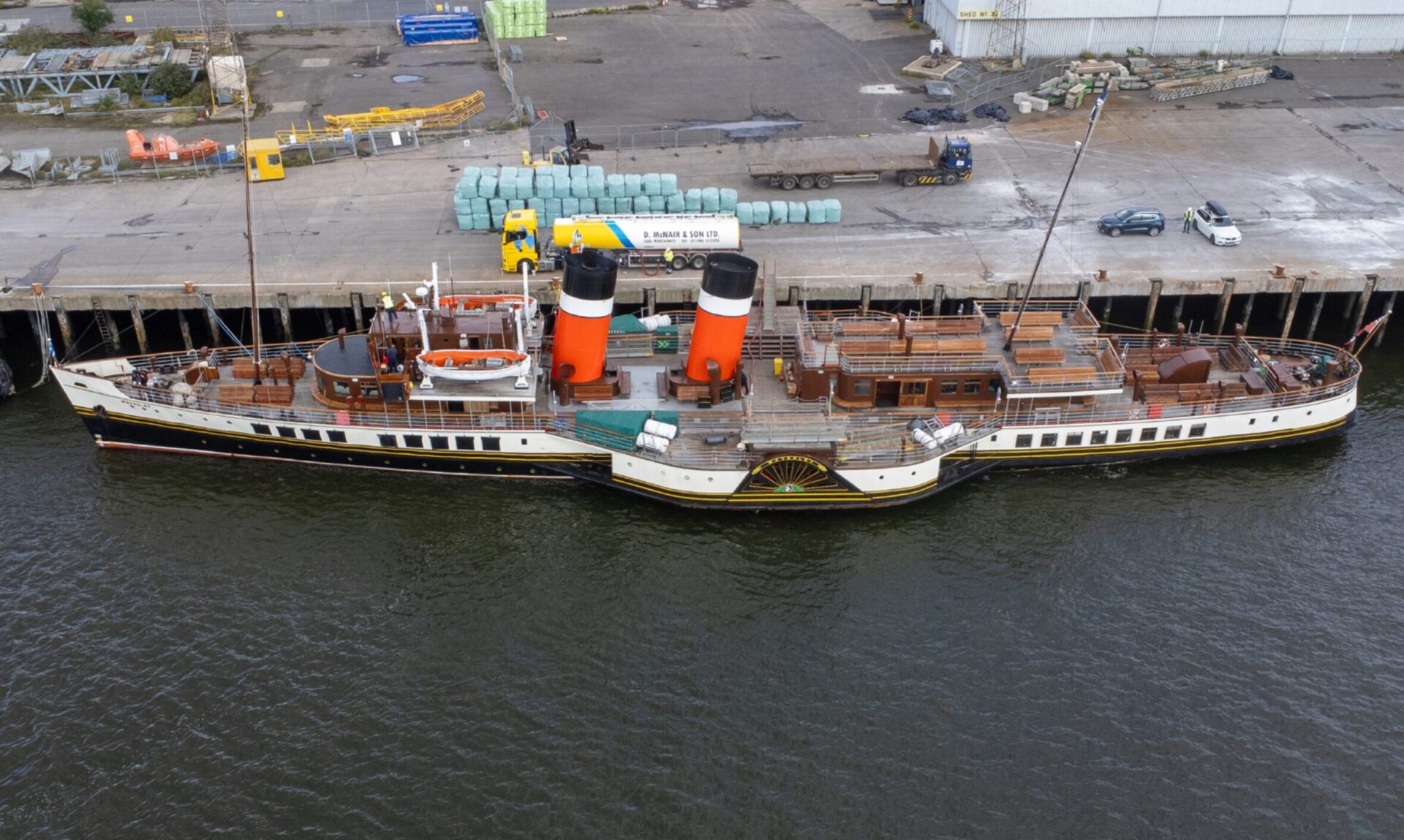 On board famous Waverley paddle steamer during visit to Dundee
