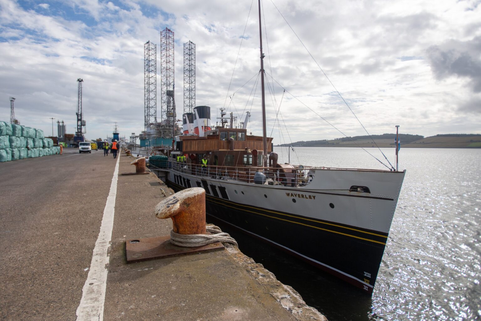 On board famous Waverley paddle steamer during visit to Dundee