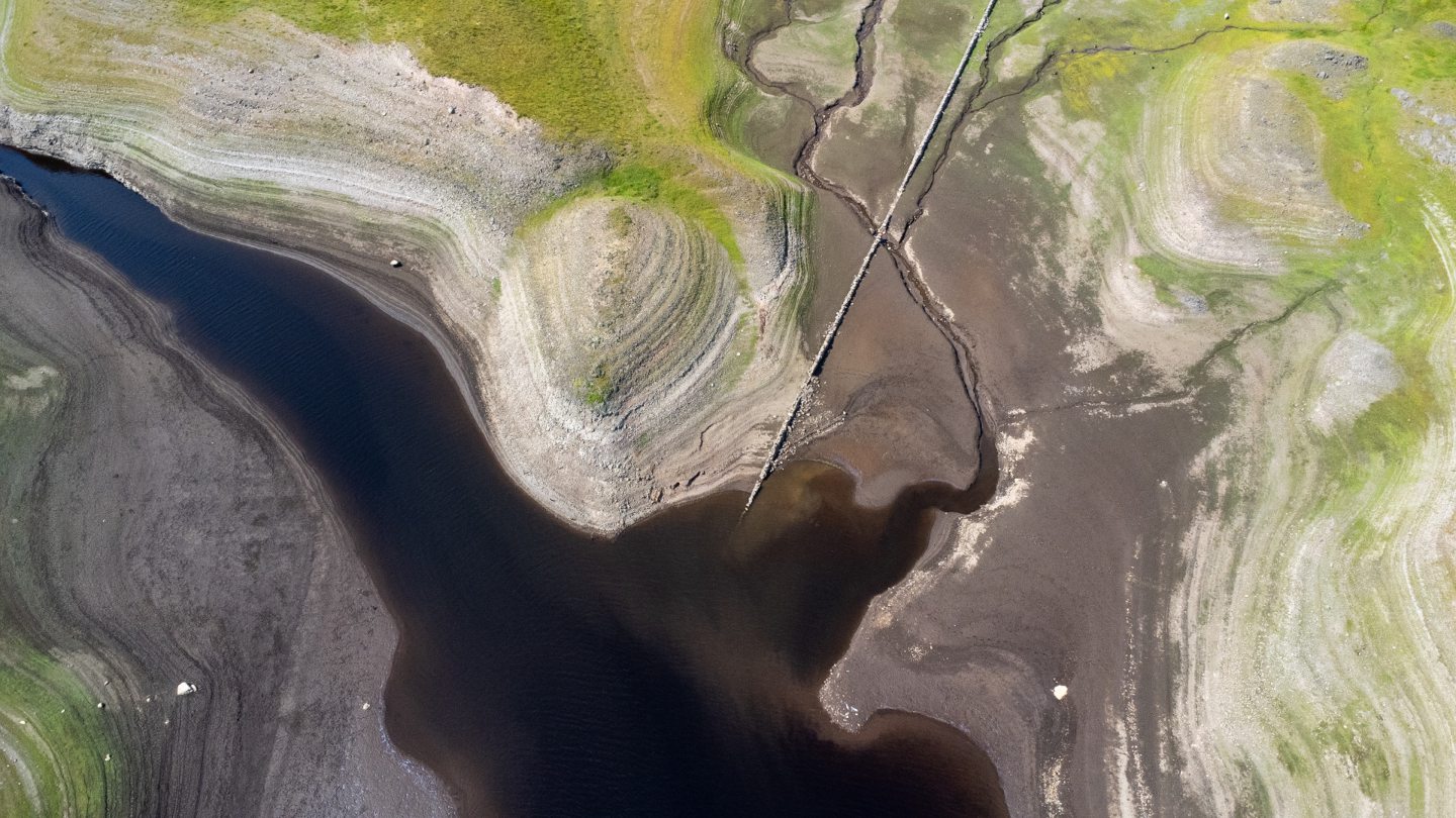 Low Glendevon Reservoir water level shown in stunning drone pics