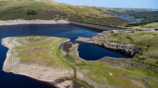 Low Glendevon Reservoir water level shown in stunning drone pics