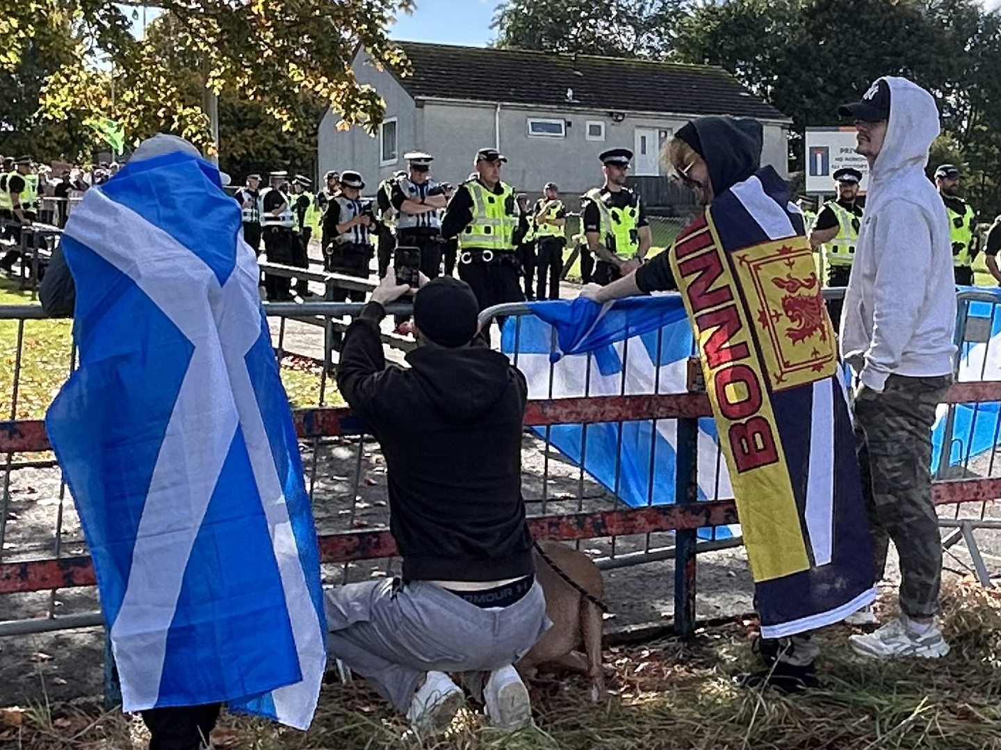 50 police officers form barrier at Dundee anti-immigration protest
