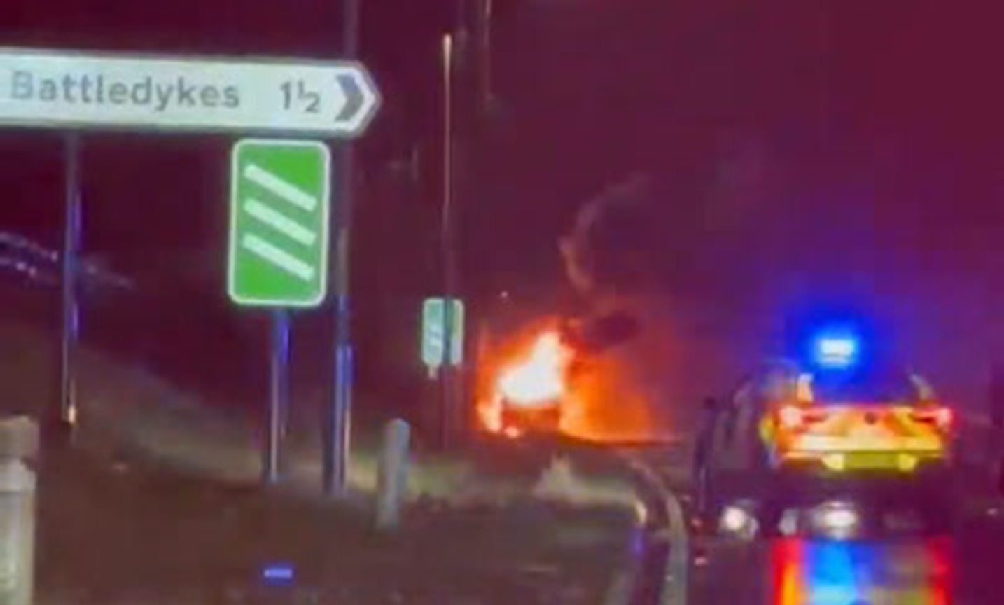 VIDEO: Car catches fire on A90 near Forfar