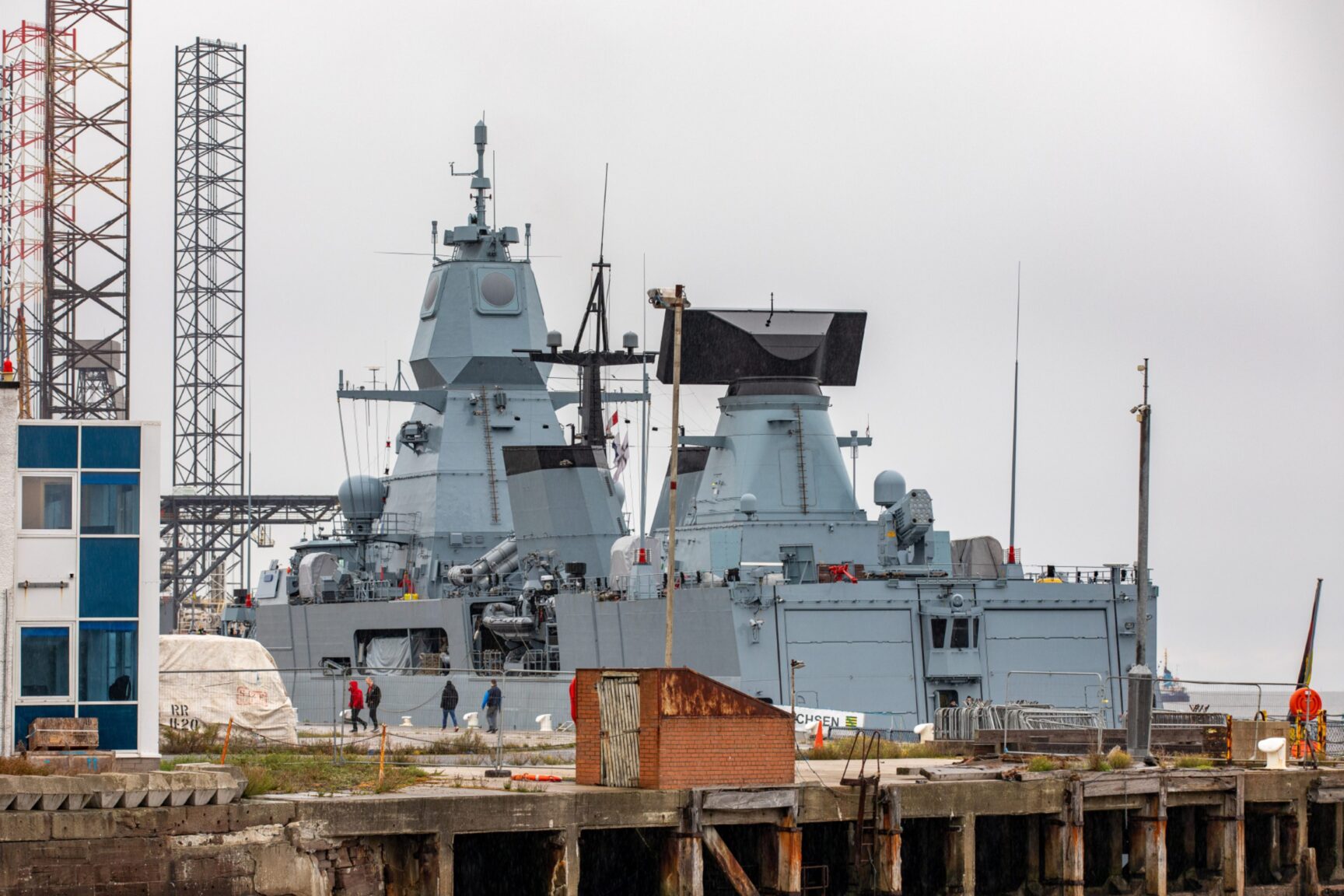 German warship FGS Sachsen docks at Dundee Harbour