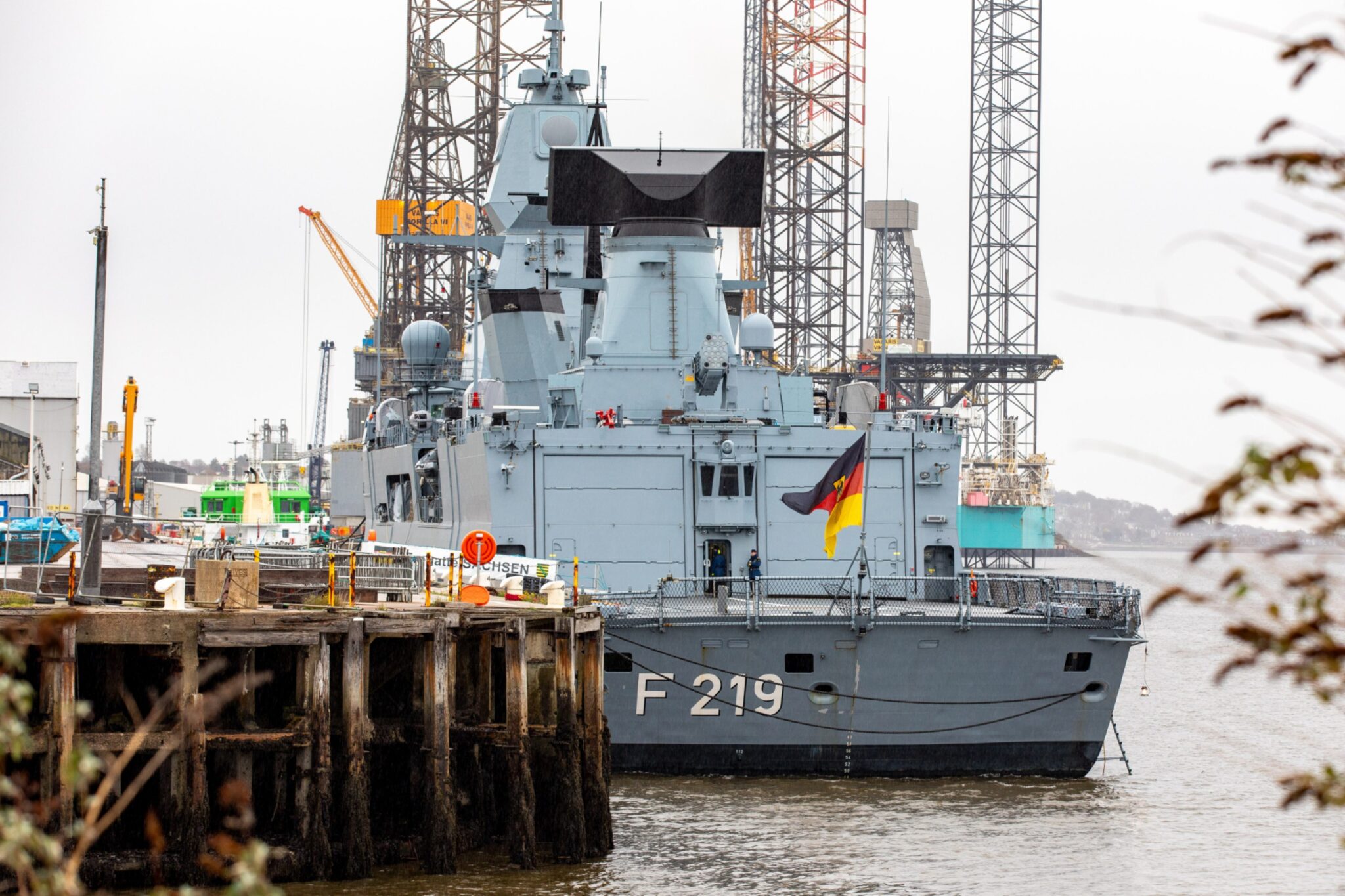 German warship FGS Sachsen docks at Dundee Harbour
