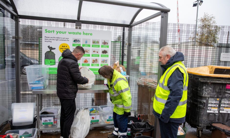 Forfar skip site searches bag 6.5 tonnes of recycling in waste pilot