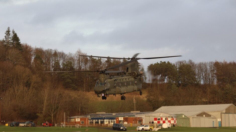 Why RAF Chinook helicopter landed at Fife Airport