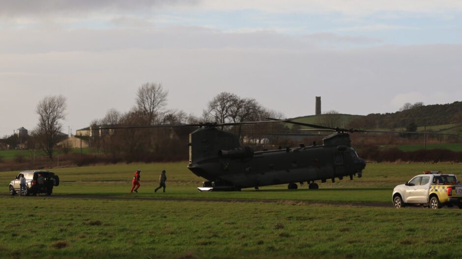 Why RAF Chinook helicopter landed at Fife Airport
