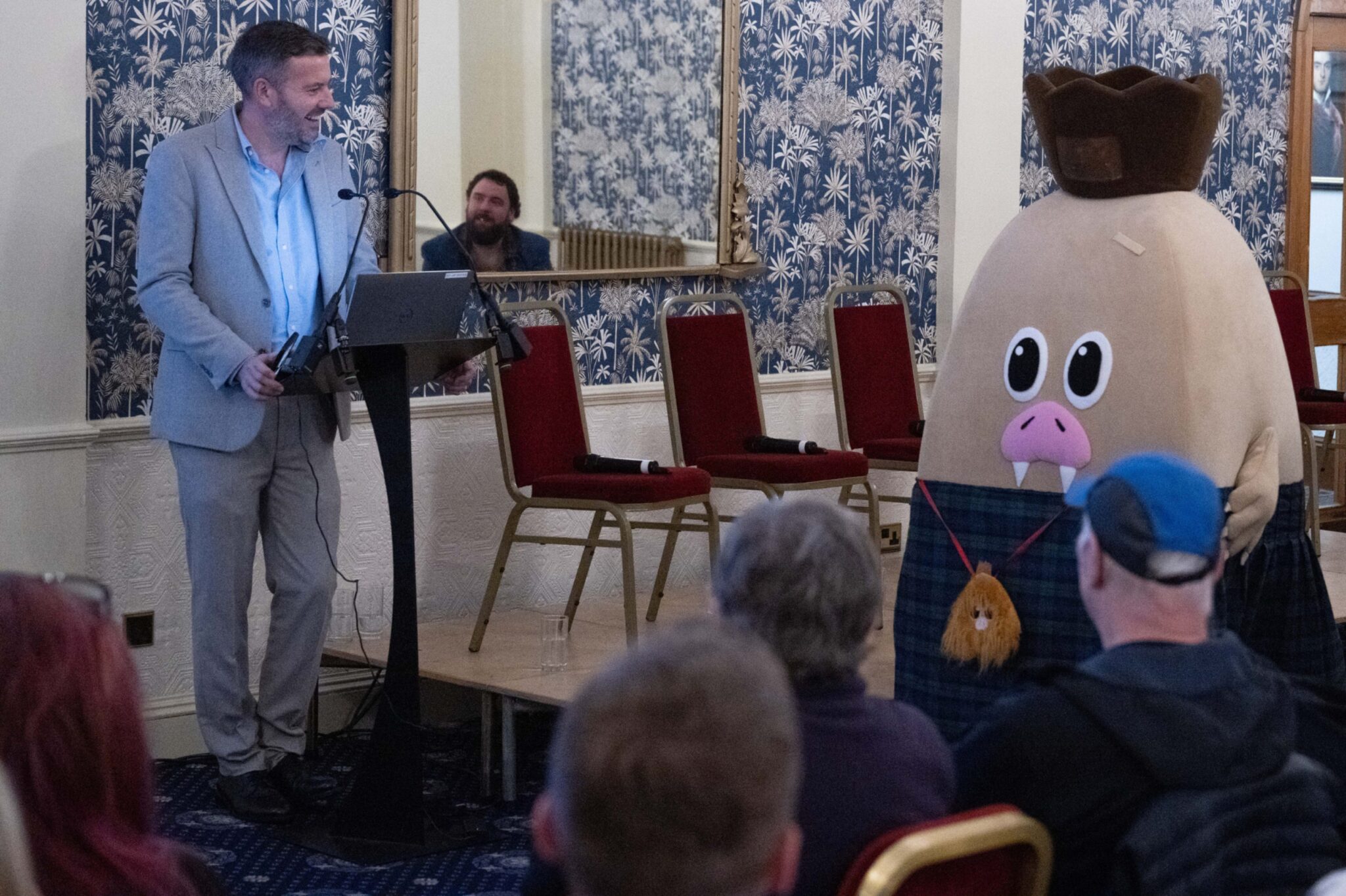 Perth haggis mascot spreading happiness one high-five at a time