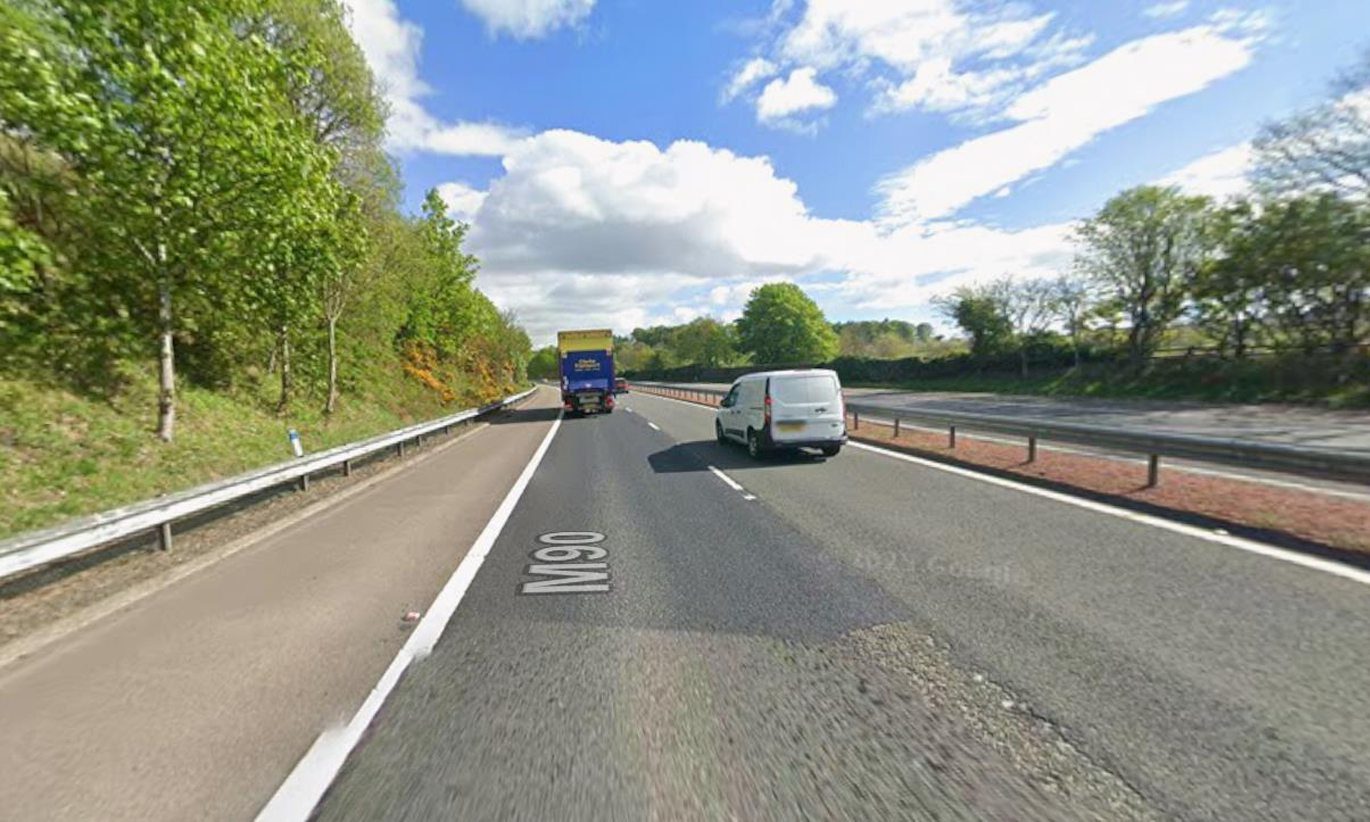 Delays on M90 south of Perth after car fire