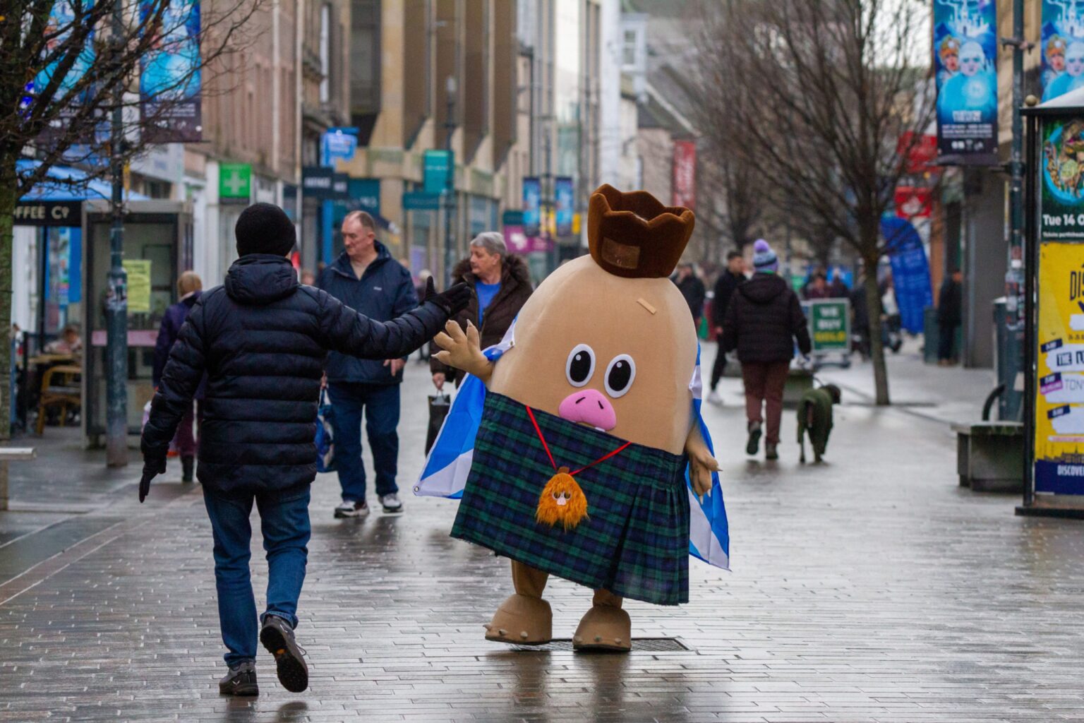 Perth haggis mascot spreading happiness one high-five at a time