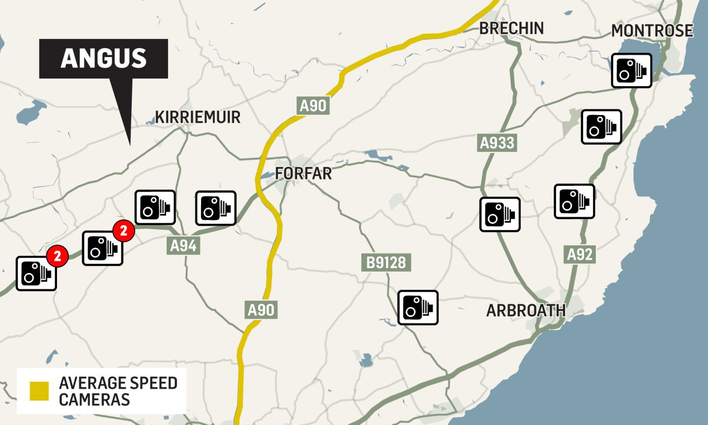 Where are the speed camera sites in Dundee, Angus & Perthshire?