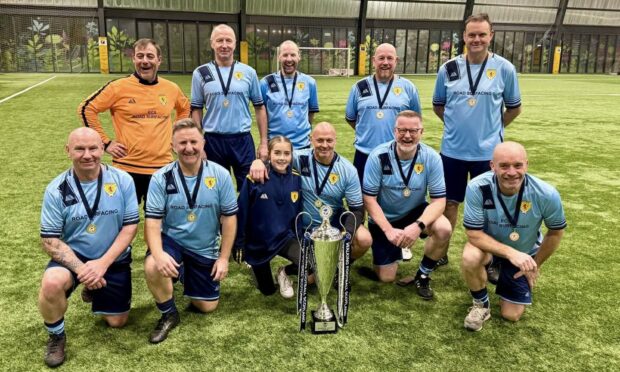 Forfar walking footballers stroll to glory with Loons legend in midst