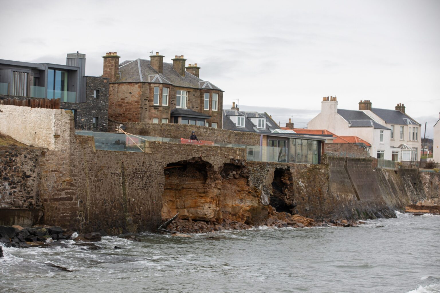 Urgent calls to fix collapsed sea wall below Fife beach house