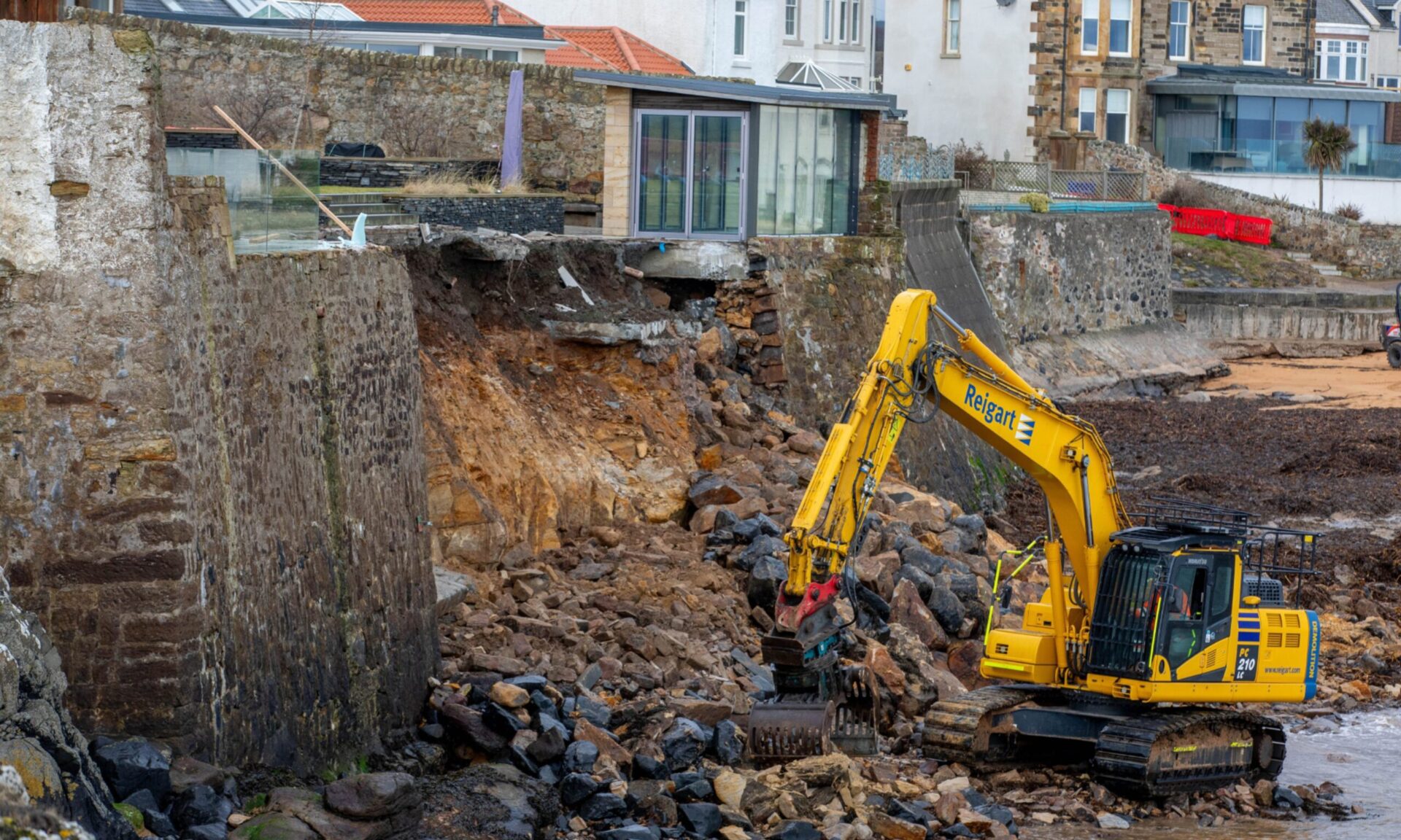 Fife beach house sea wall repairs underway after storm damage