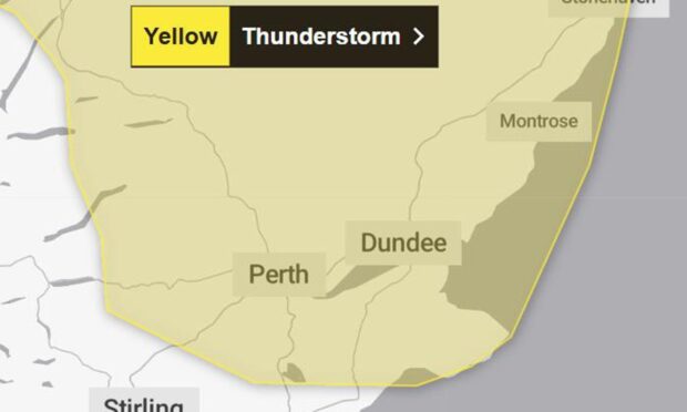 Thunderstorms forecast as warning issued in Tayside and Fife