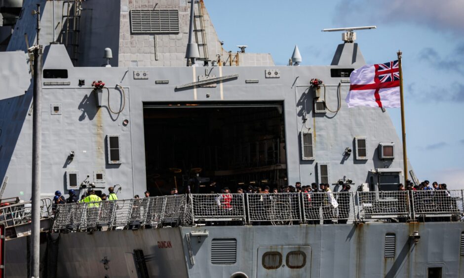 Warship HMS Duncan arrived back in Dundee after Russian effort