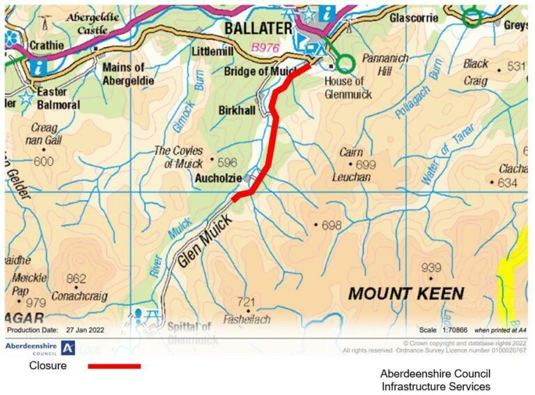 Glen Muick road to close for five days for landslip repairs