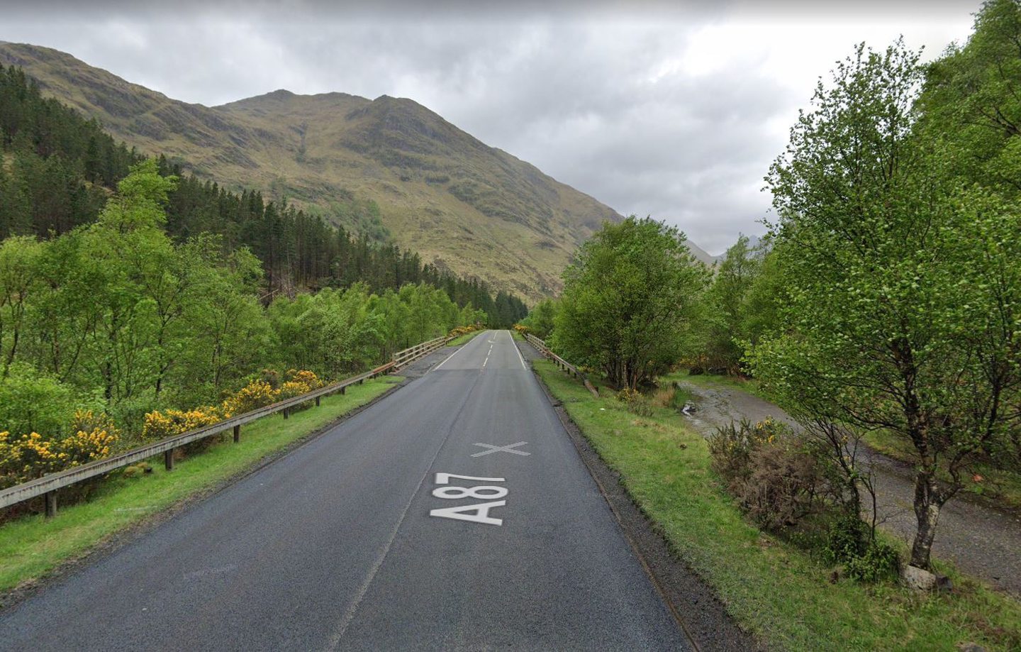 Man taken to hospital after car turned on its side in A87 crash near ...