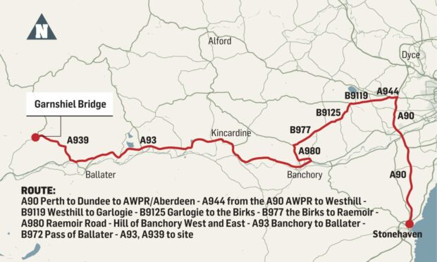 Huge beams going through Deeside for new Gairnshiel Bridge