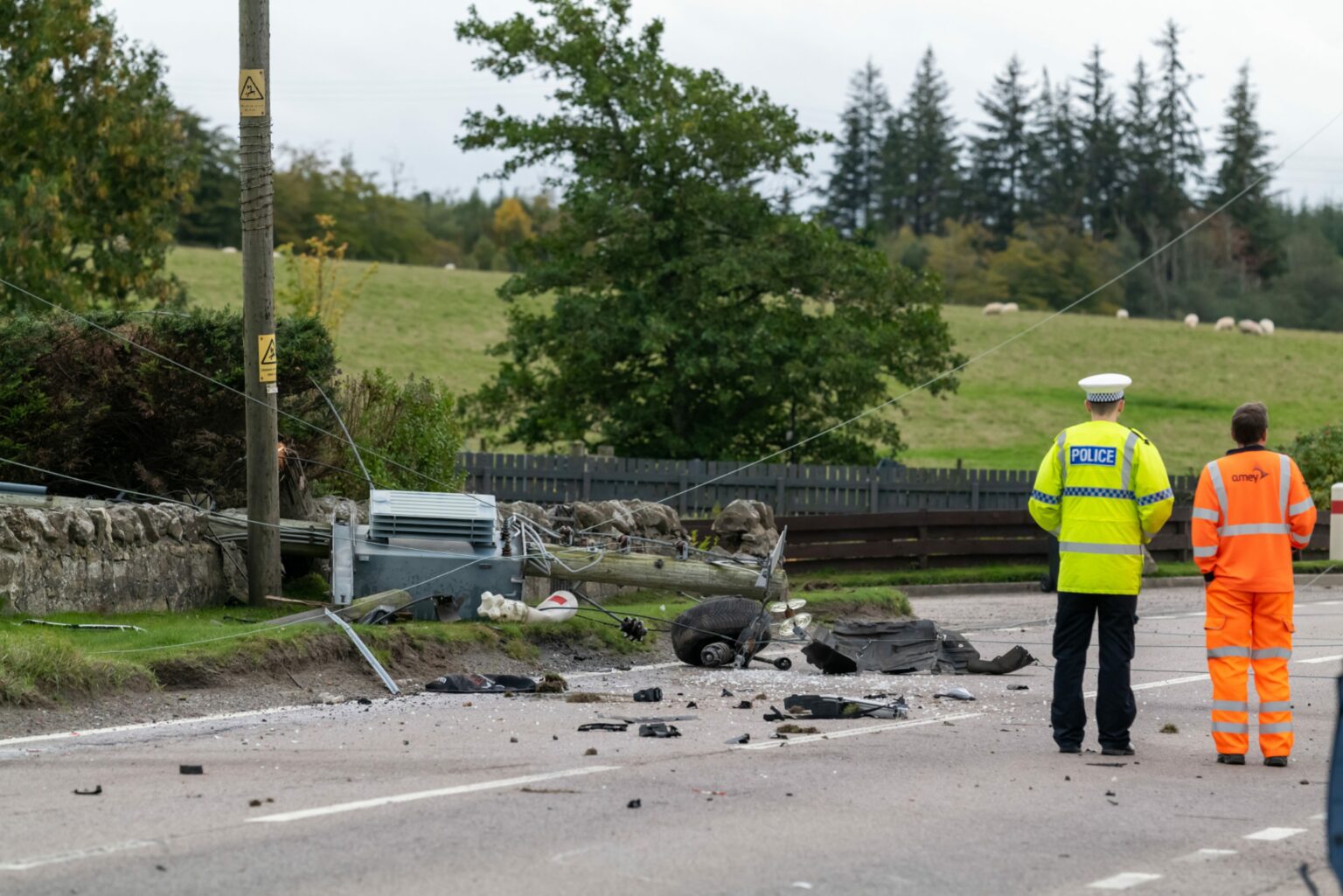Car hits pylon in A96 crash near Huntly - Press and Journal