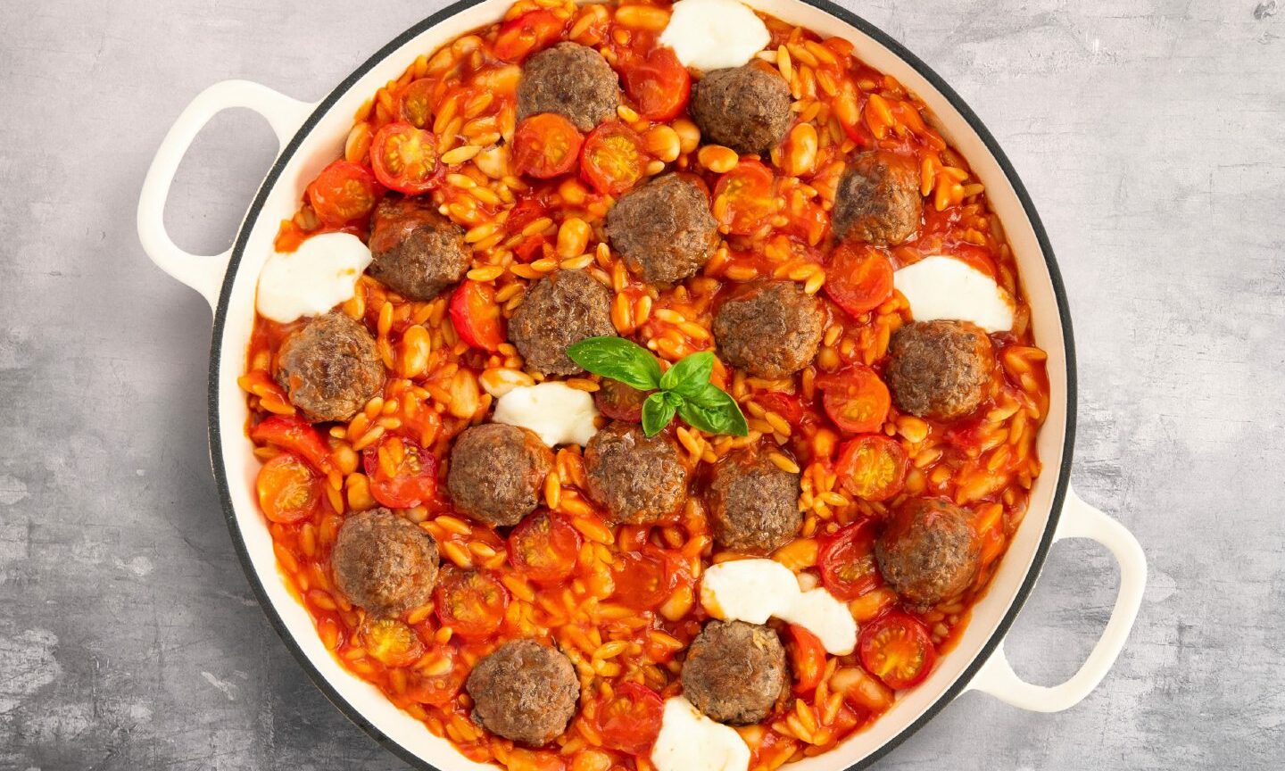 Midweek meal: Try this beef margherita meatball orzo pasta recipe